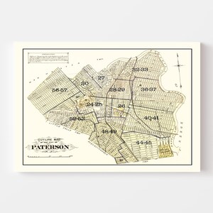 Paterson Map 1877, Vintage Paterson Map, Old Paterson New Jersey Art ...