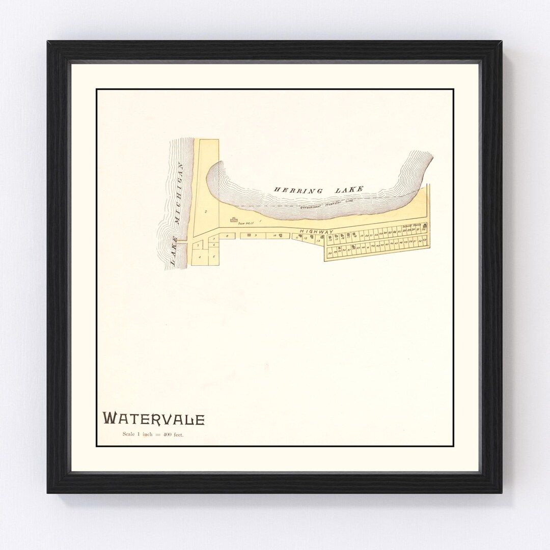 Watervale Map 1901, Vintage Watervale Map, Old Watervale Michigan Art ...