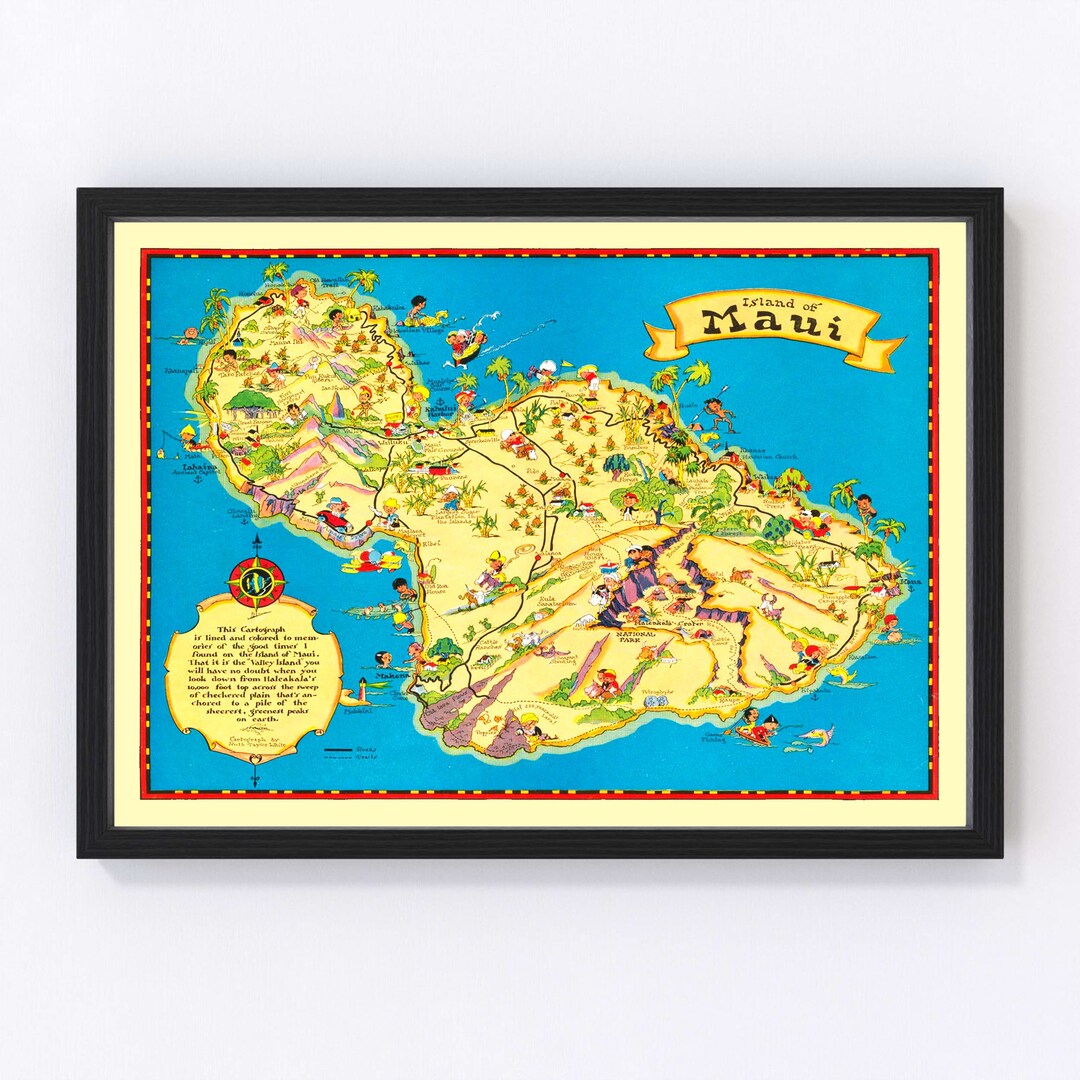 Oahu Map 1931, Vintage Oahu Map, Old Oahu Art, Wall Art Gift for Oahu ...
