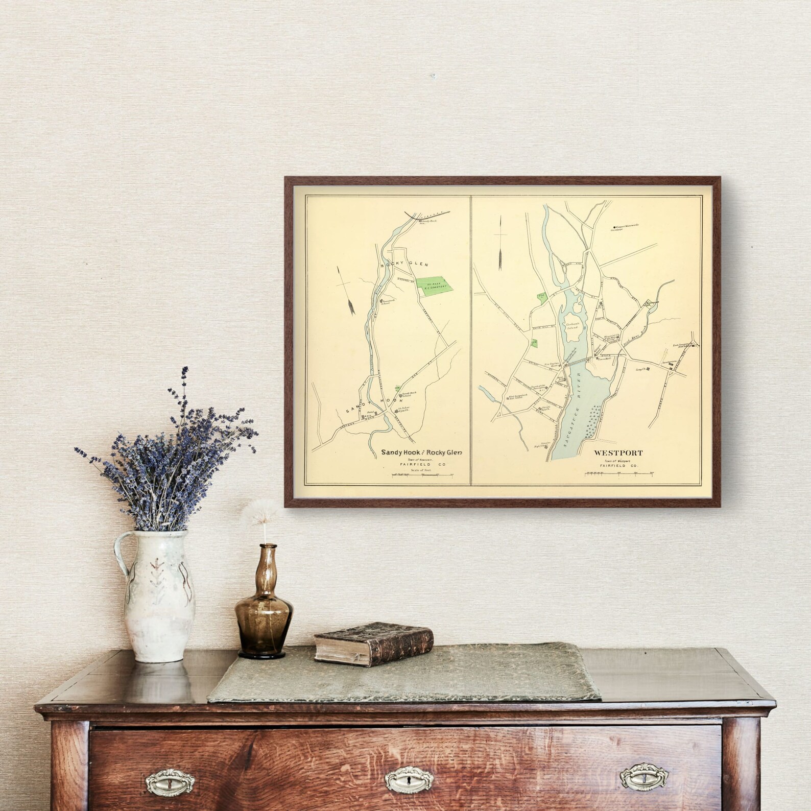 Sandy Hook Map 1893 Old Map of Sandy Hook Connecticut Art - Etsy