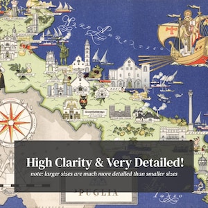 Puglia Italy Map 1938 Old Map of Puglia Italy Italy Art Vintage Print ...