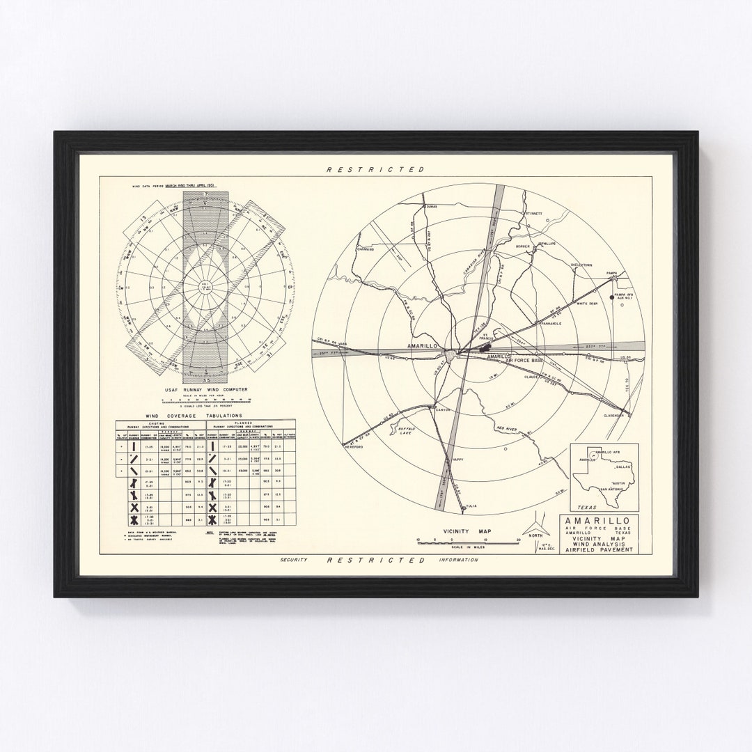 Amarillo Air Force Base Vicinity Map 1952 Old Map of Amarillo Air Force ...