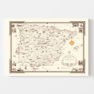Spain Map 1935 - Old Map of Spain Art Print Framed Wall Art Vintage ...