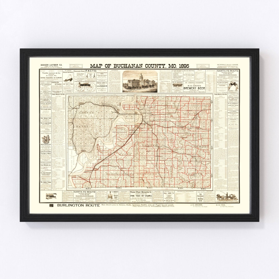 Buchanan County Map 1895, Vintage Buchanan County Map, Old Buchanan ...