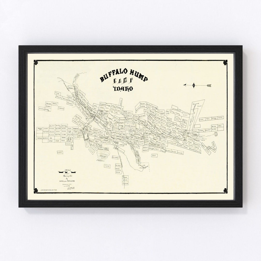 Buffalo Hump Camp Map 1899 Old Mining Map of Buffalo Hump Camp Art ...