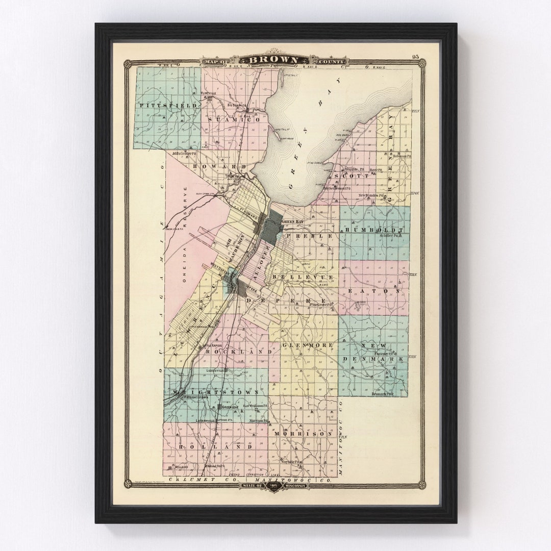 Brown County Map 1878, Vintage Brown County Map, Old Brown County ...