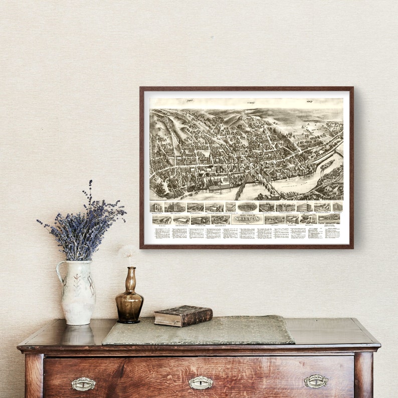Shelton Map 1919 - Old Map of Shelton Connecticut Art Vintage Print ...