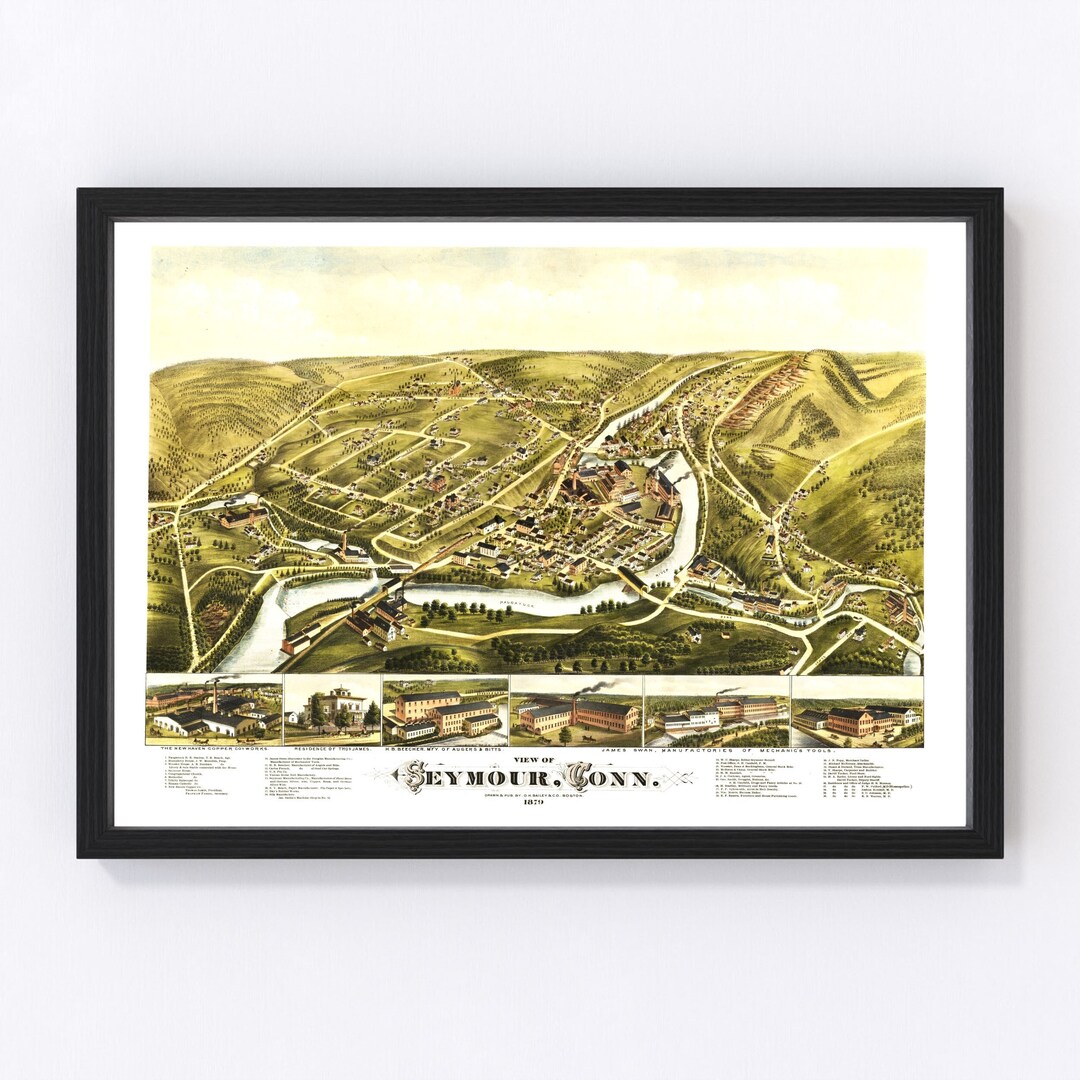 Seymour Map 1879, Vintage Seymour Map, Old Seymour Connecticut Art ...
