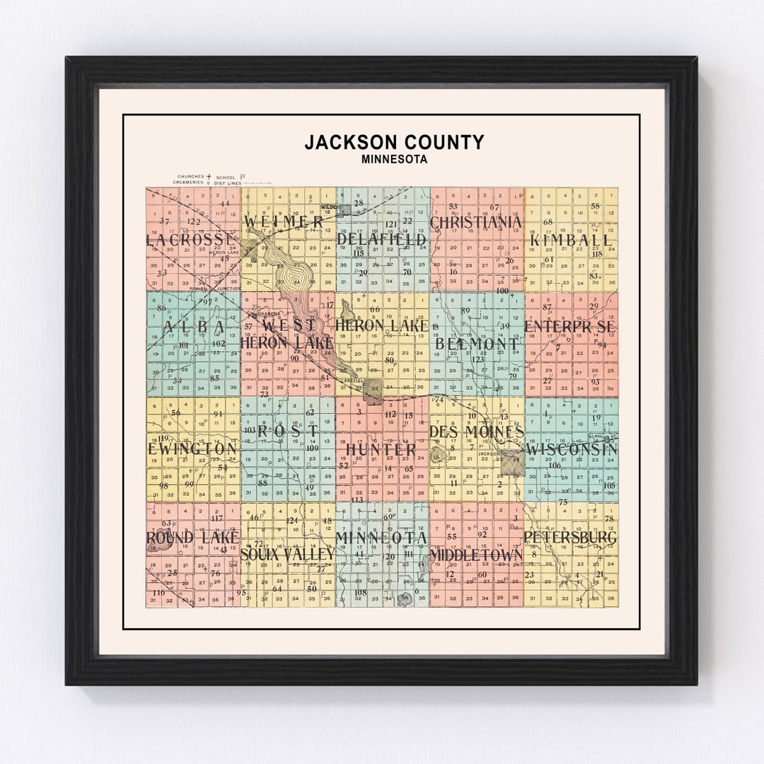 Jackson County Map 1907, Vintage Jackson County Map, Old Jackson County ...
