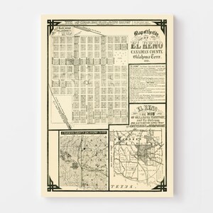 El Reno Map 1891 Old Map of El Reno Oklahoma Art Vintage Print Framed ...