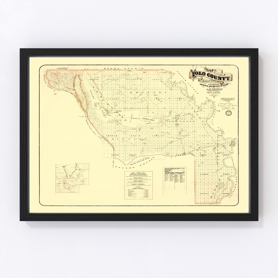 Yolo County Map 1871, Vintage Yolo County Map, Old Yolo County ...