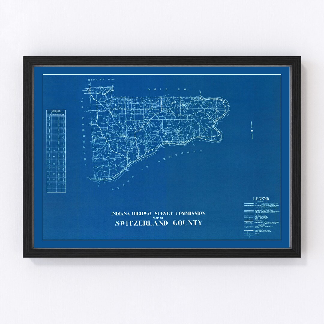 Switzerland County Map 1936, Vintage Switzerland County Map, Old ...