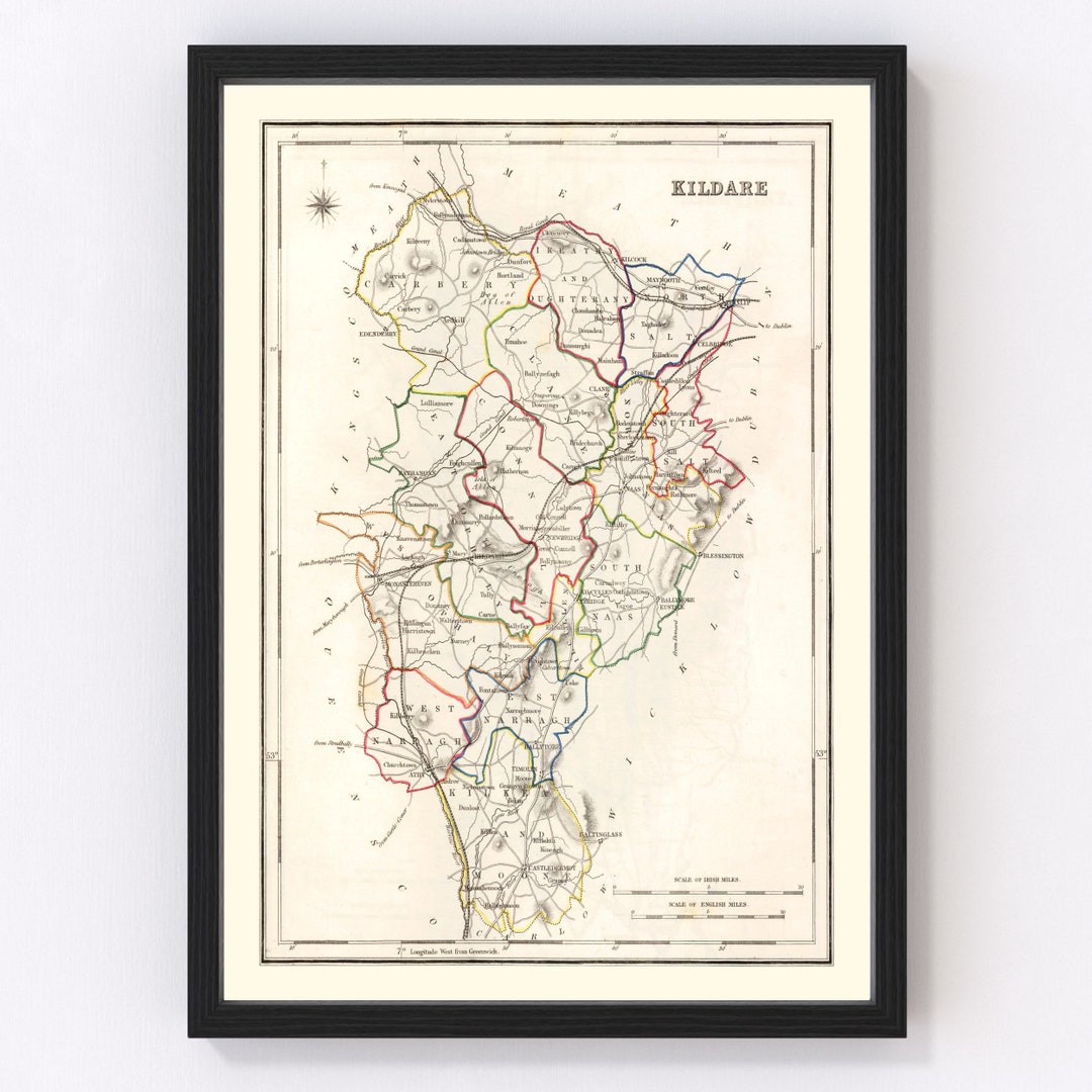 Kildare County Ireland Map 1846 - Old Map of Kildare County Ireland ...