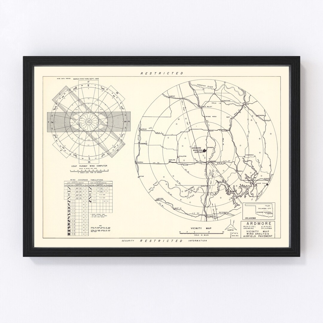 Ardmore Municipal Airport Vicinity Map 1952 Old Map of Ardmore ...