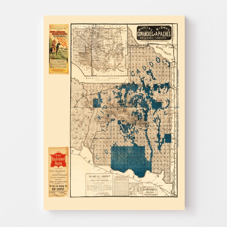 Oklahoma Map 1890 Old Map of Oklahoma Art Vintage Print - Etsy