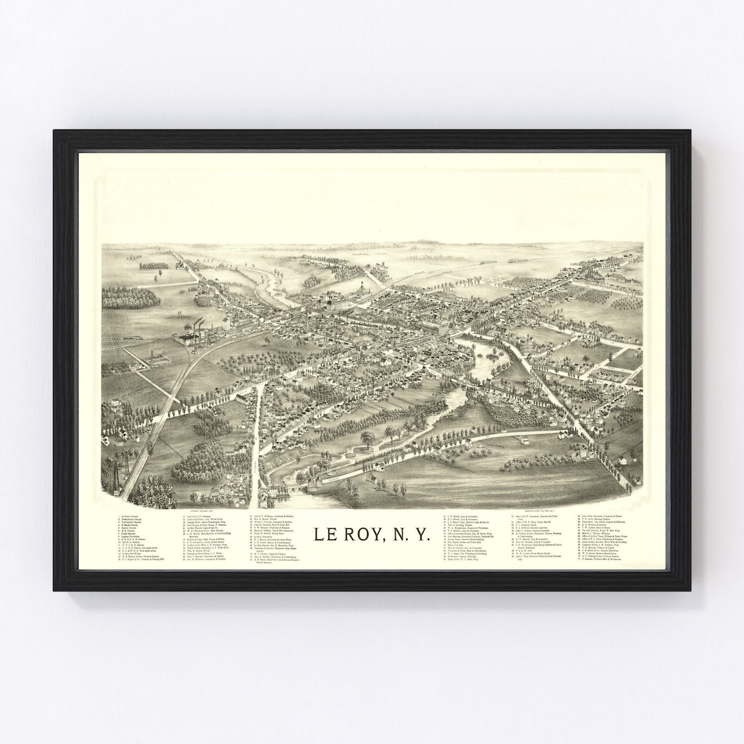 Le Roy Map 1892, Vintage Le Roy Map, Old Le Roy New York Art, Wall Art ...