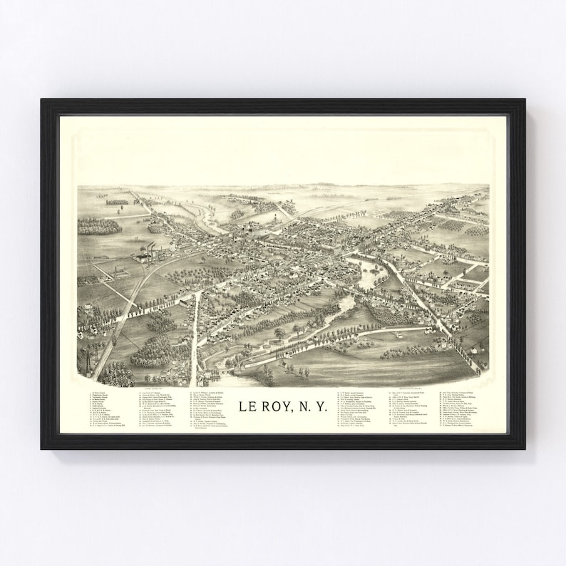 Le Roy Map 1892, Vintage Le Roy Map, Old Le Roy New York Art, Wall Art ...