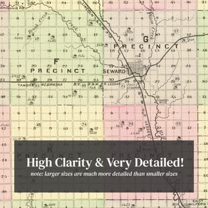 Seward County NE Map 1885 Old Map of Seward Nebraska Art Vintage Print ...