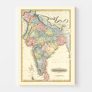 India Map 1823 - Old Map of India Art Print Framed Wall Art Vintage ...