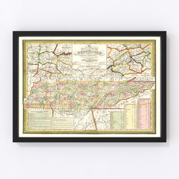 Tennessee Map 1851 Old Map of Tennessee Art Vintage Print - Etsy