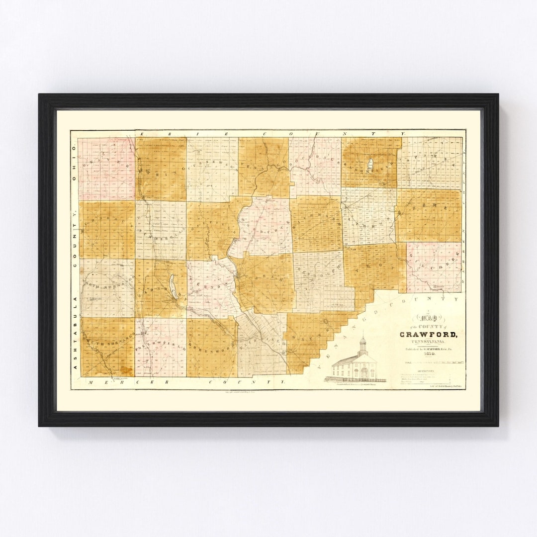 Crawford County Pennsylvania Map 1839 Old Map of Crawford County ...