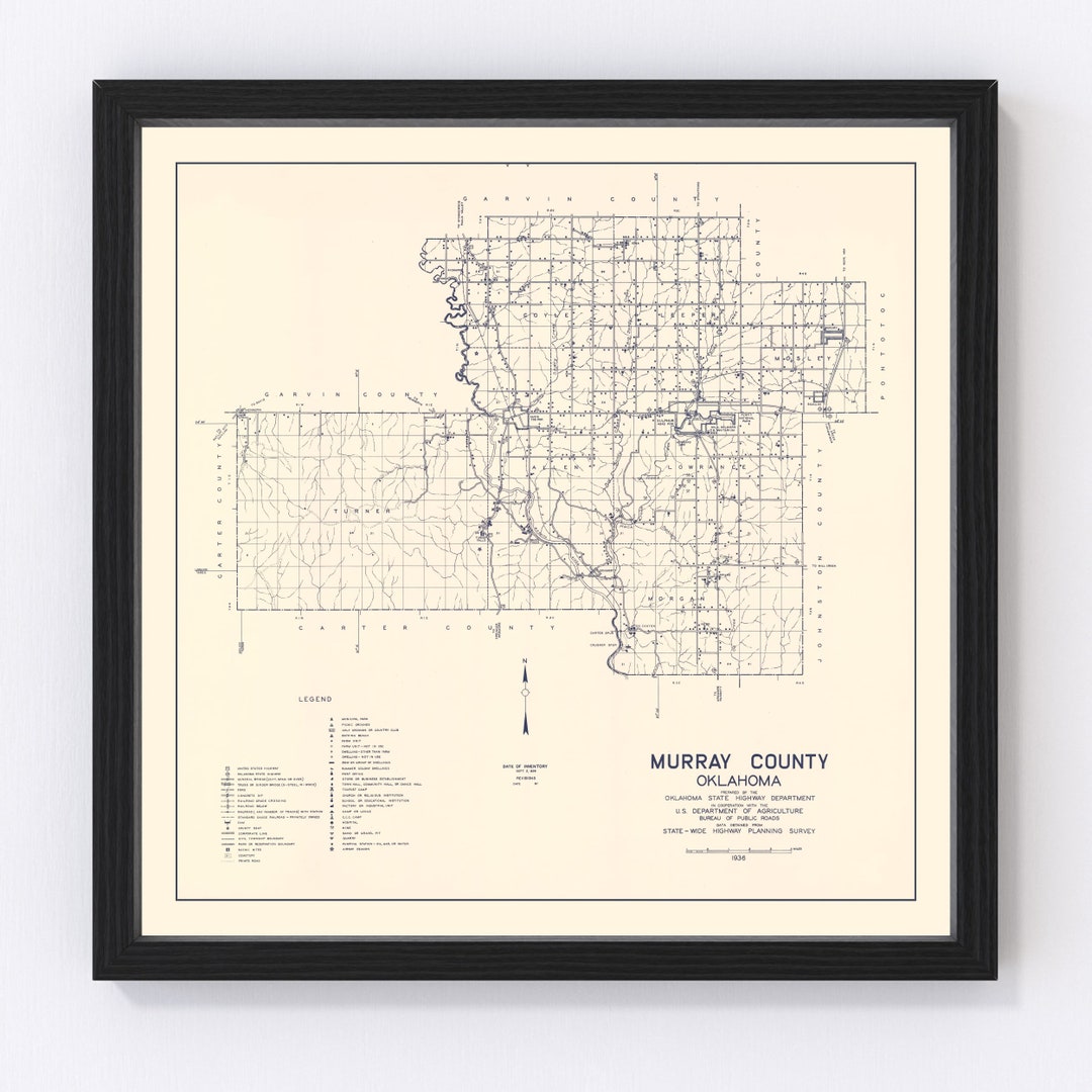 Murray County Map 1936, Vintage Murray County Map, Old Murray County ...