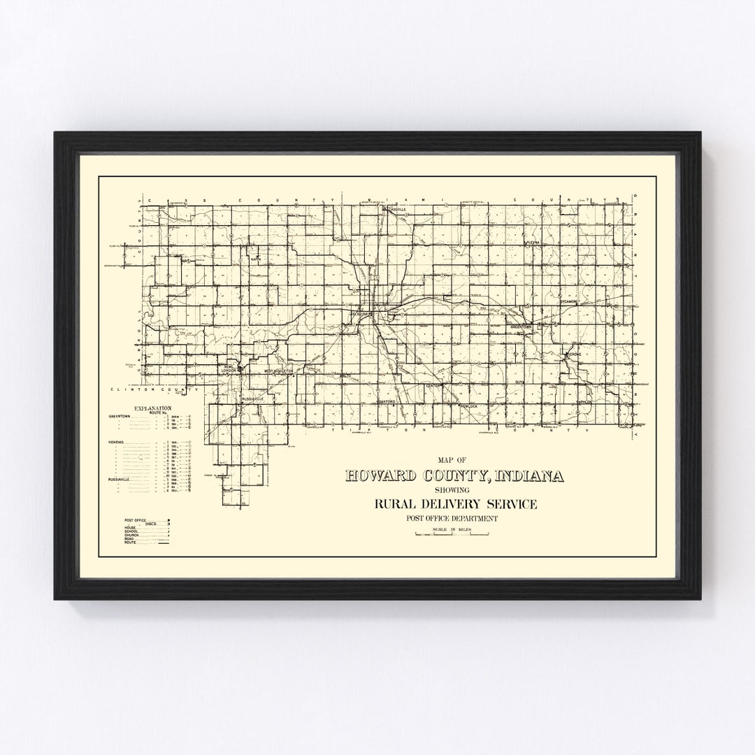 Howard County Map 1909, Vintage Howard County Map, Old Howard County ...