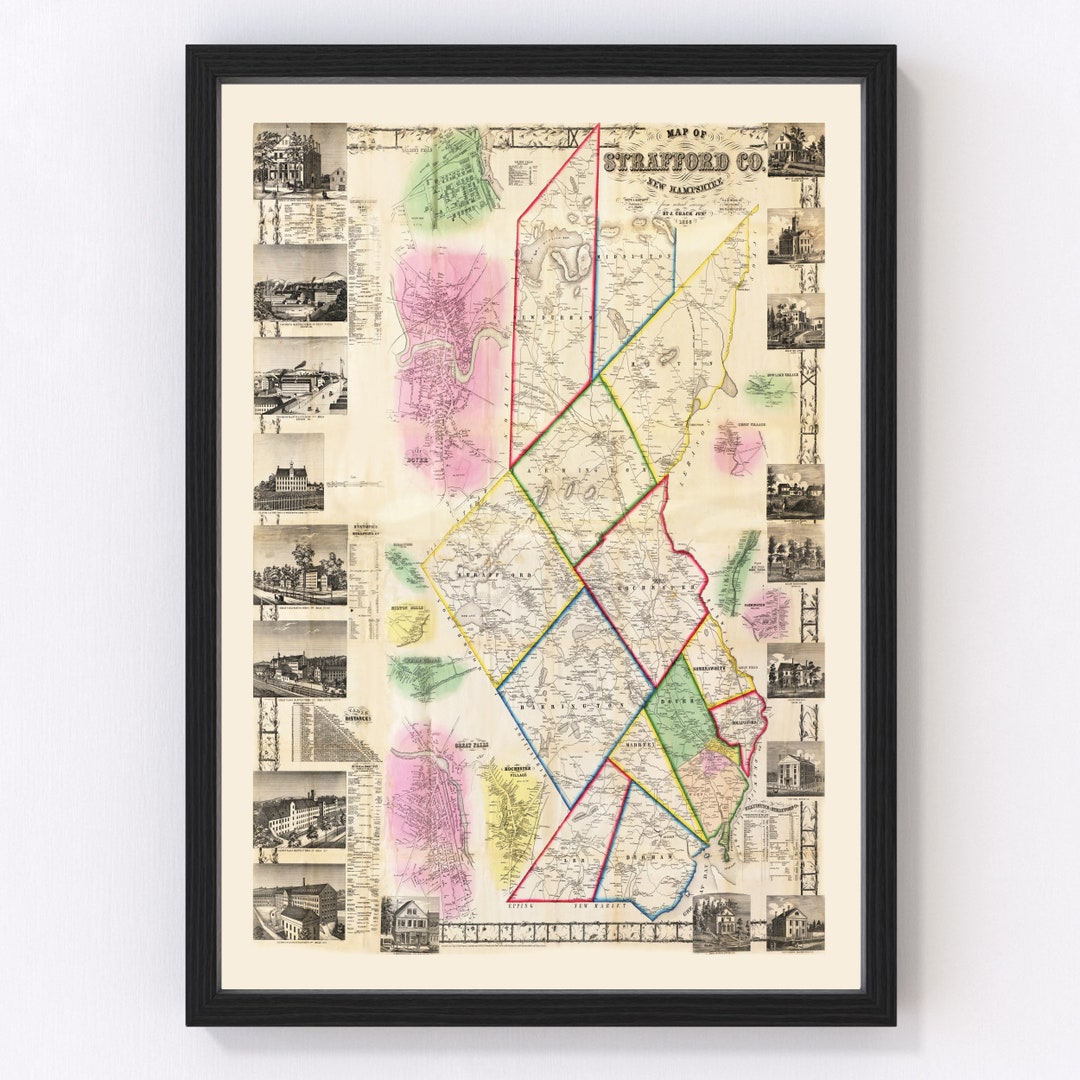Strafford County New Hampshire Map 1856 Old Map of Strafford County New ...