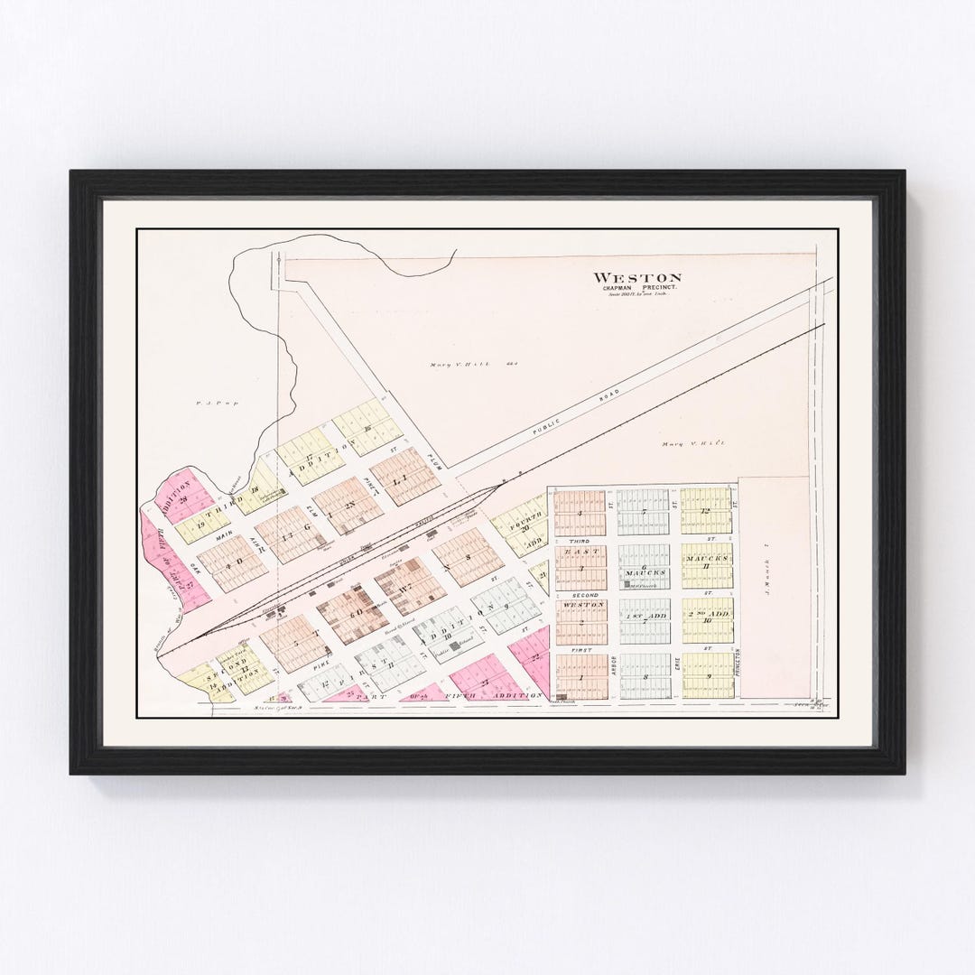 Weston Map 1907 Old Map of Weston Nebraska Art Vintage Print Framed ...