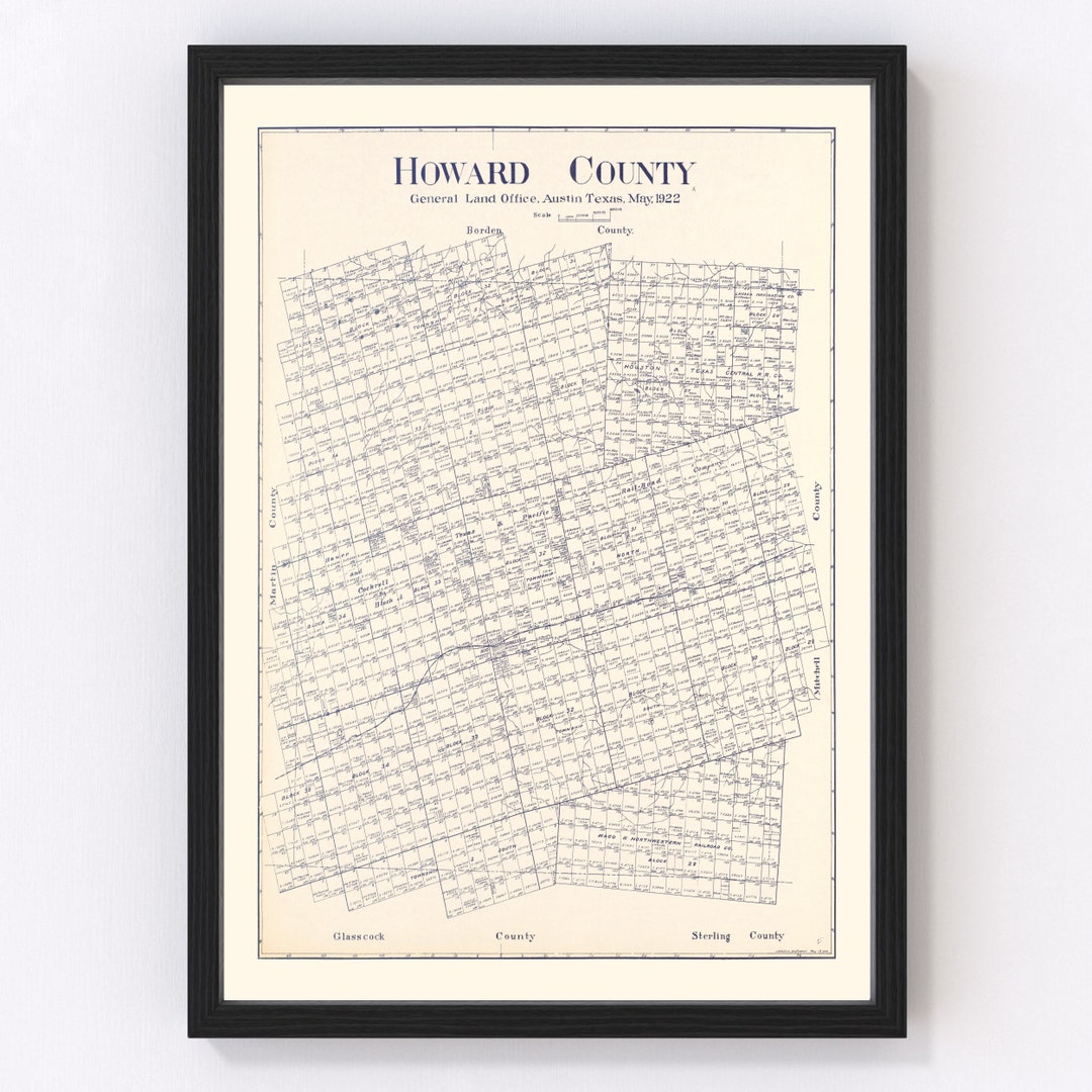 Howard County Map 1922, Vintage Howard County Map, Old Howard County ...