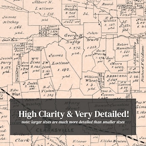 Red River County Texas Map 1879 Old Map of Red River County Texas Art ...