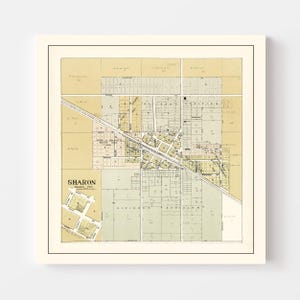 Sharon Map 1907 Old Map of Sharon Wisconsin Art Vintage Print Framed ...
