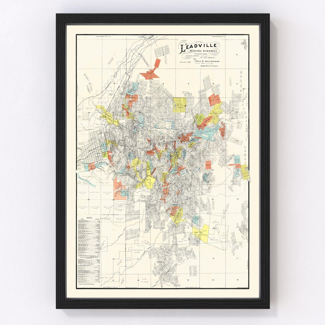 Leadville Mining District Map 1901, Vintage Leadville Mining District ...