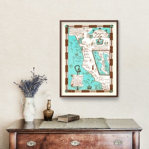 California Map 1954 Old Map of California Art Vintage Print Framed Wall ...