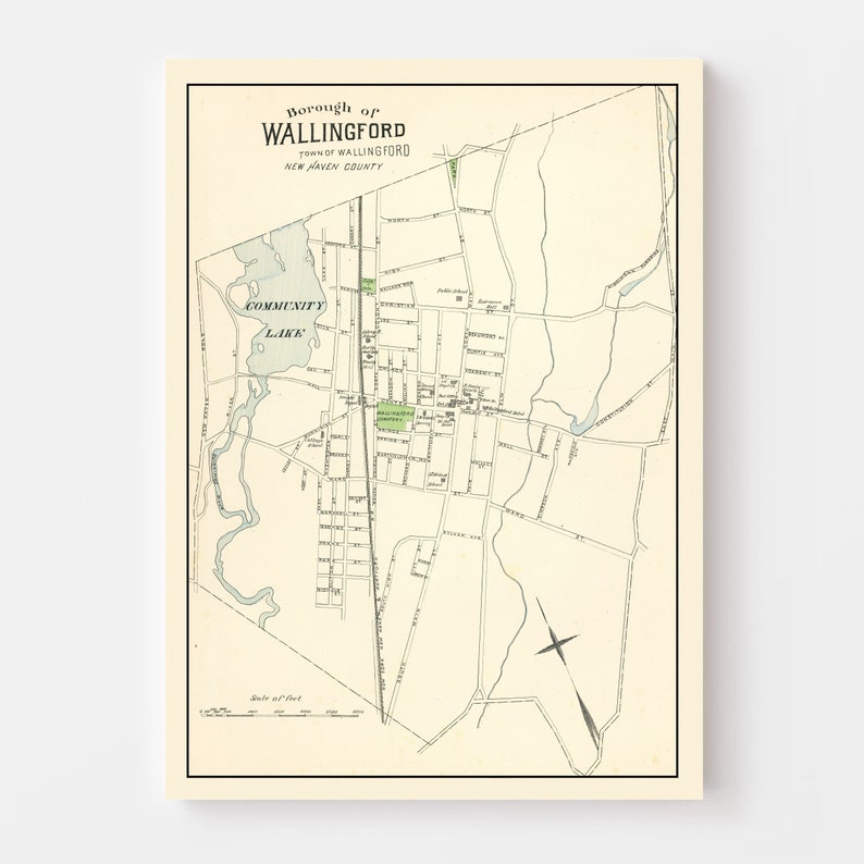 Wallingford Map 1893, Vintage Wallingford Map, Old Wallingford ...