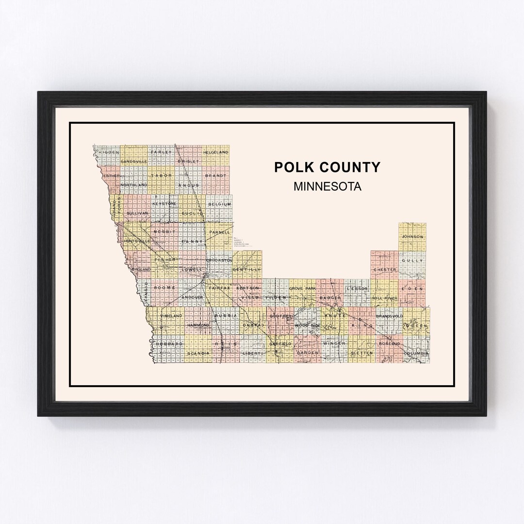Polk County Map 1907, Vintage Polk County Map, Old Polk County ...