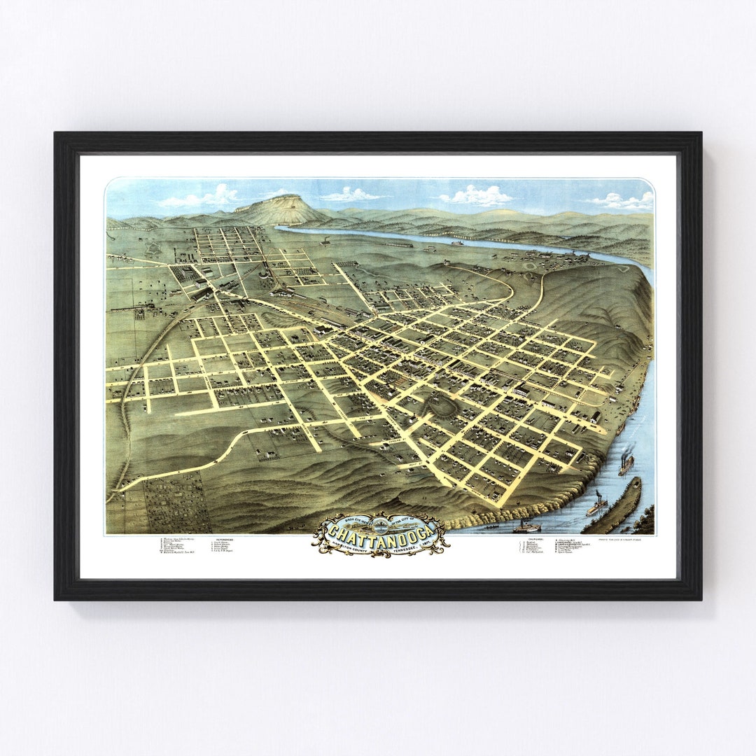 Chattanooga Map 1871, Vintage Chattanooga Map, Old Chattanooga ...