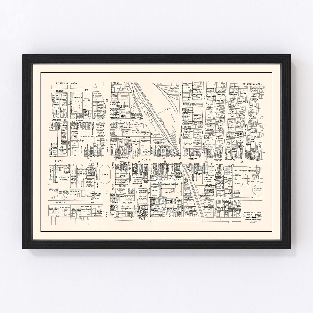 Pittsfield Map 1946, Vintage Pittsfield Map, Old Pittsfield ...