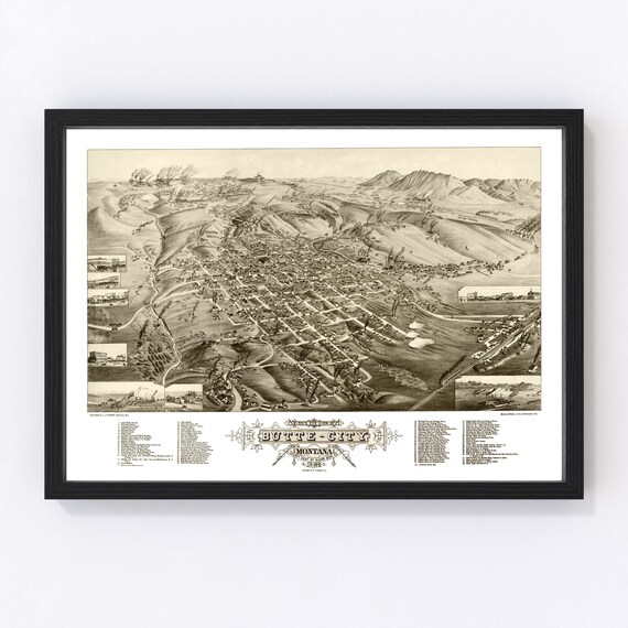Butte City Map 1884 Old Map of Butte City Montana Art - Etsy