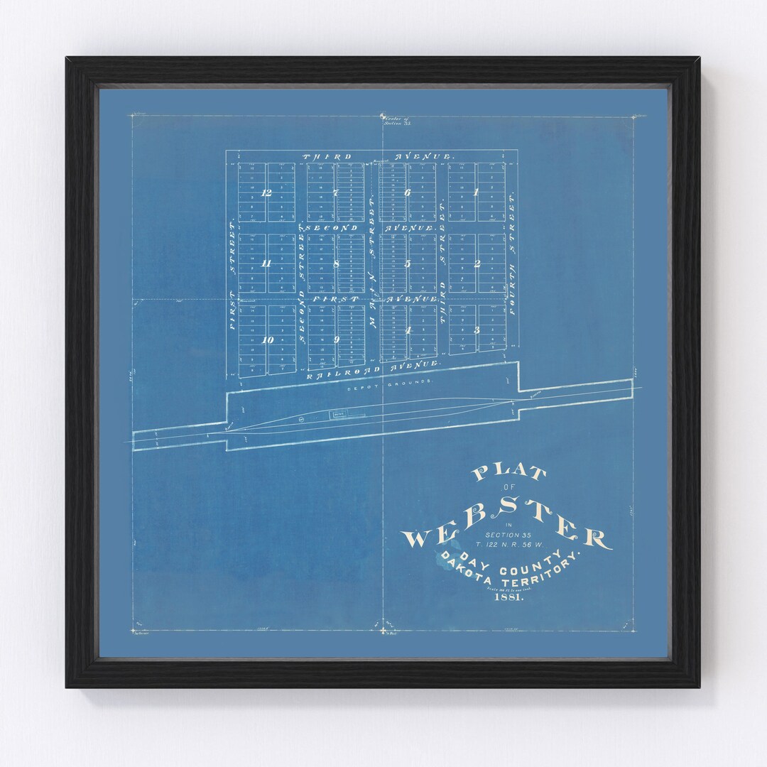 Webster Map 1881 Old Map of Webster South Dakota Art Vintage Print ...