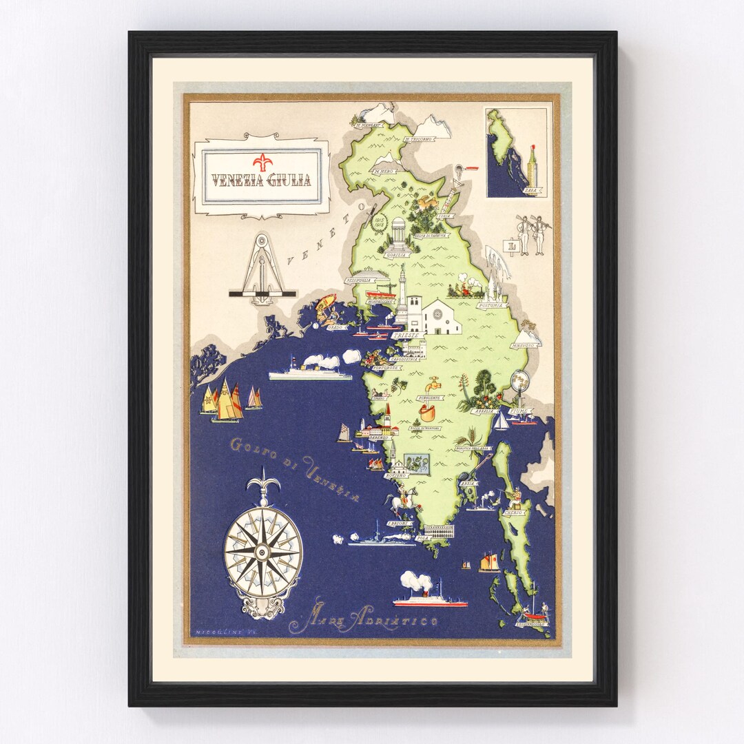 Friuli-venezia Giulia Italy Map 1938, Vintage Friuli-venezia Giulia ...