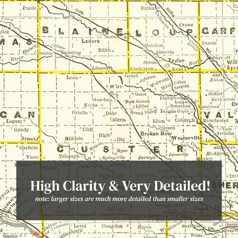 Nebraska Railroad Map 1888 Old Railroad Map of Nebraska Art - Etsy