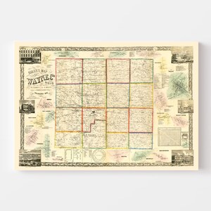 Wayne County Ohio Map 1856 Old Map of Wayne County Ohio Art Vintage ...