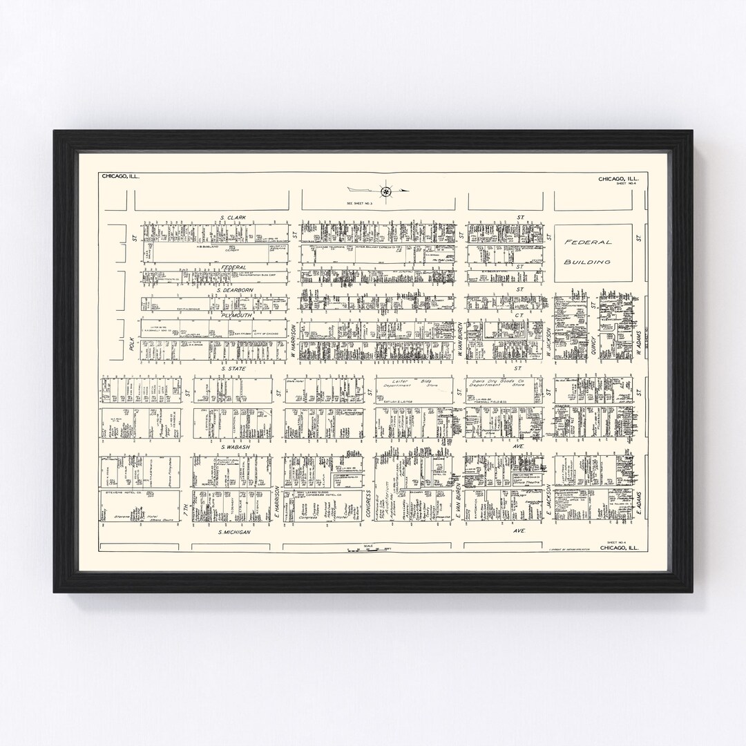 Chicago Map 1929, Vintage Chicago Map, Old Chicago Illinois Art, Wall ...