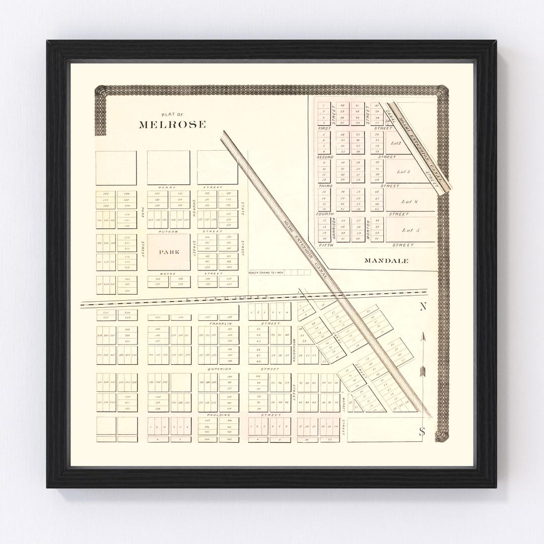 Melrose Map 1892, Vintage Melrose Map, Old Melrose Ohio Art, Wall Art ...