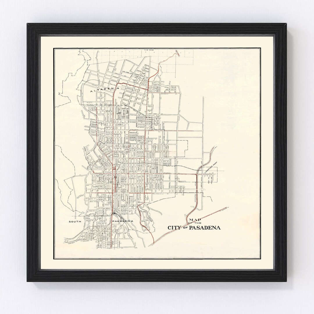 Pasadena Map 1922 Old Map of Pasadena California Art Vintage Print ...