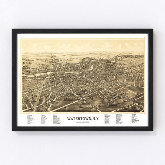 Watertown Map 1891 Old Map of Watertown New York Art Vintage - Etsy