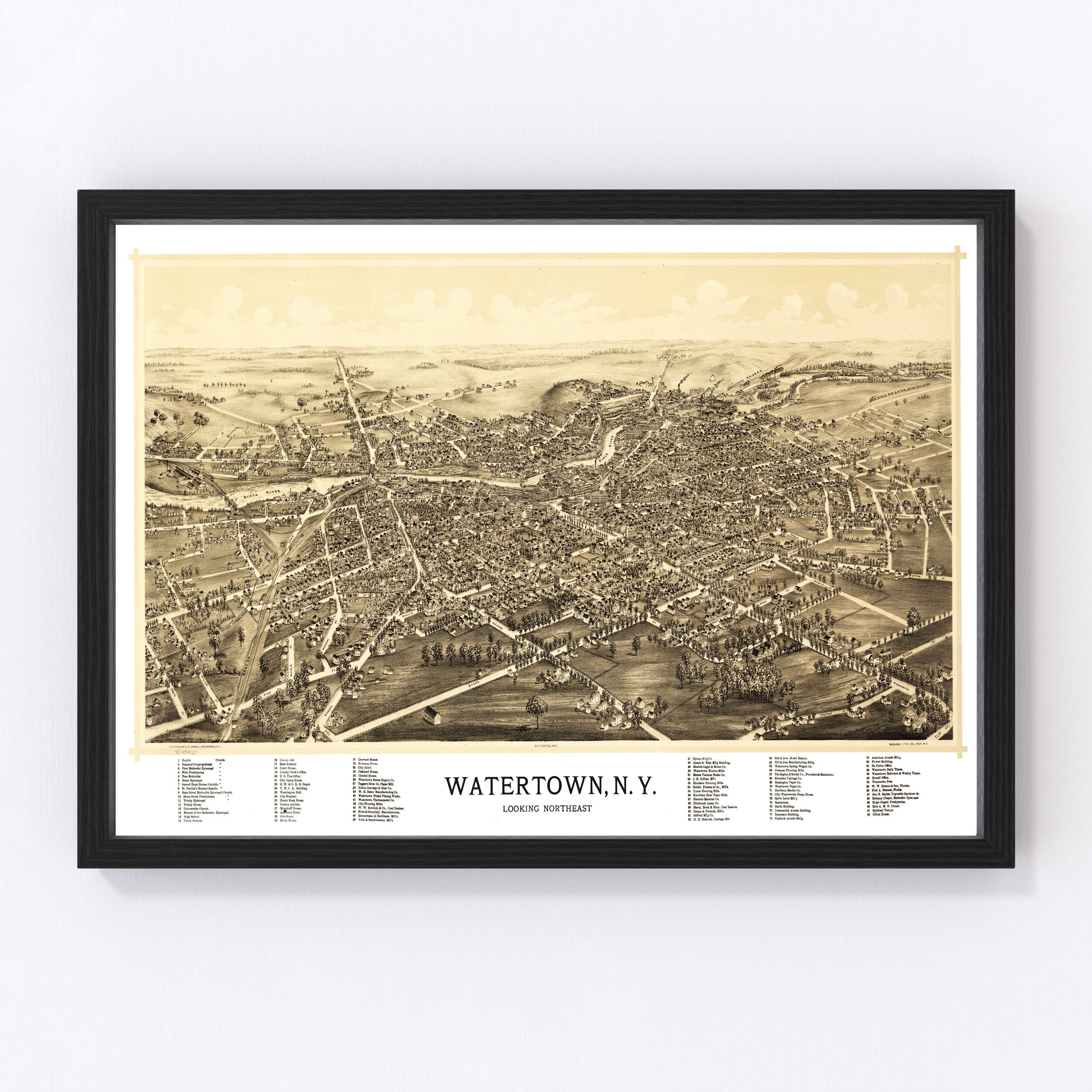 Watertown Map 1891 Old Map of Watertown New York Art Vintage - Etsy