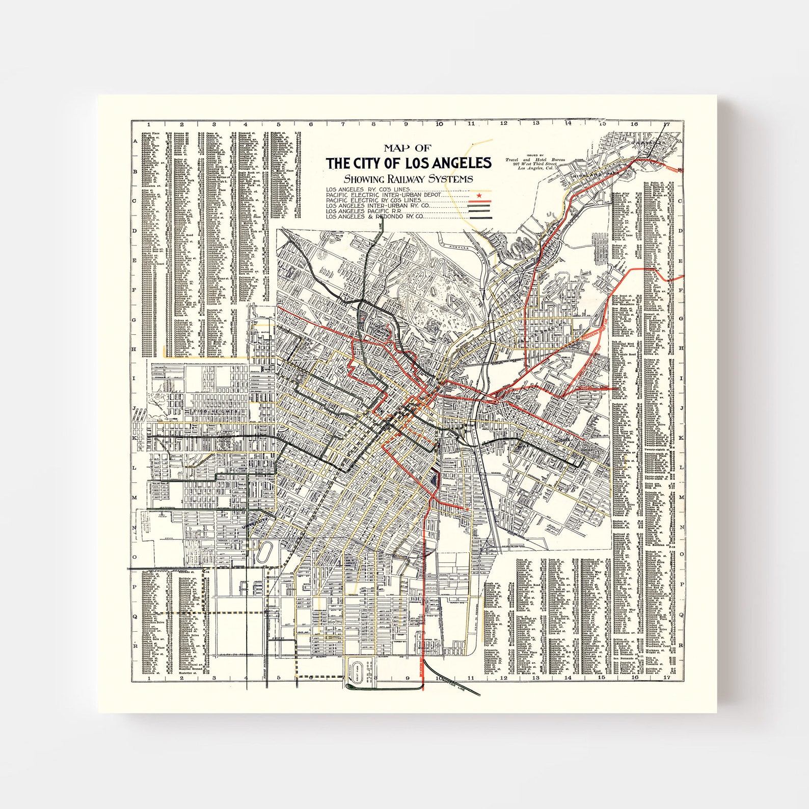 Los Angeles Railroad Map 1906 Old Railroad Map of Los - Etsy