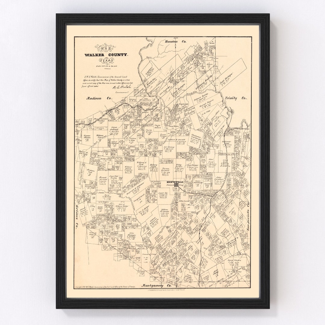 Walker County Map 1879, Vintage Walker County Map, Old Walker County ...